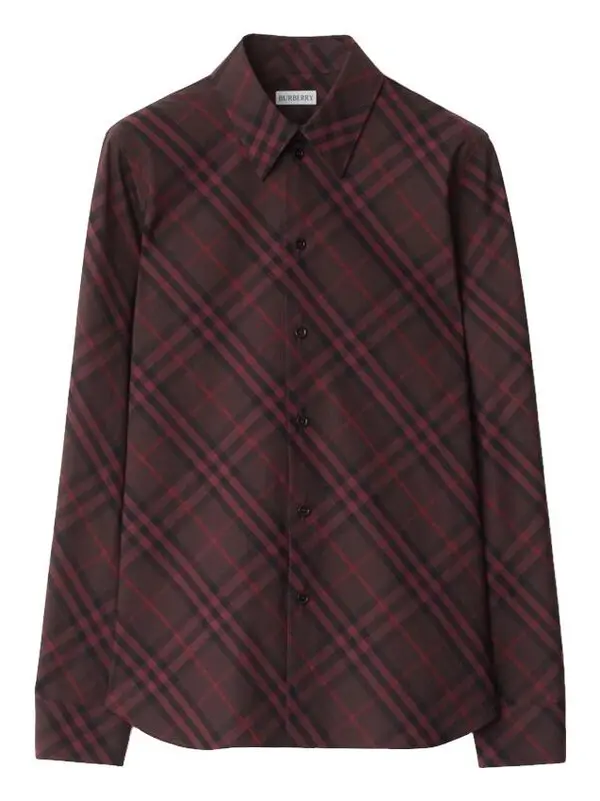 Burberry Slim Fit Check Shirt - Wine Red