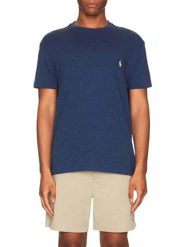 Polo Ralph Lauren Crewneck Pocket T-shirt In Blue - Derby Blue Heather