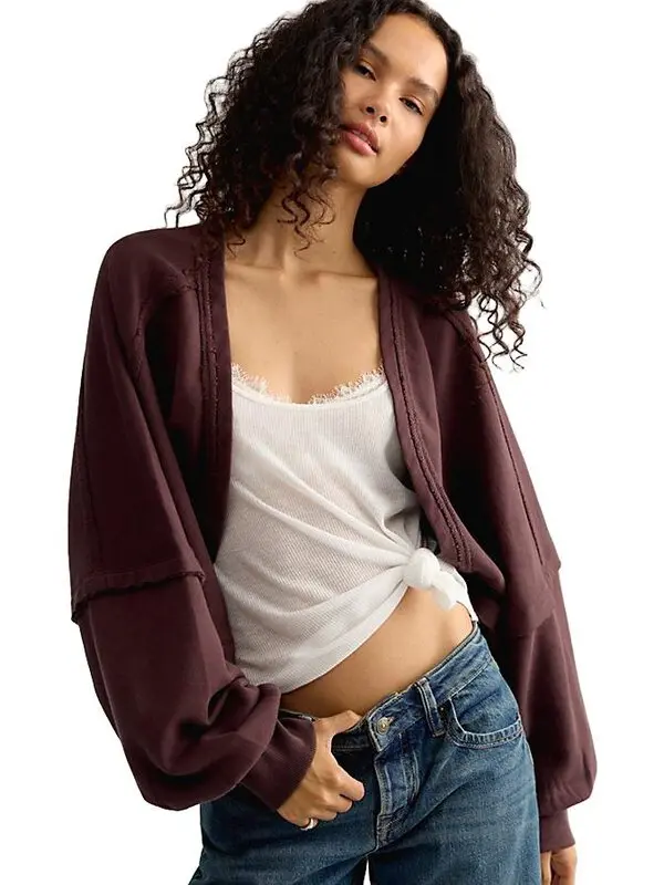 Free People Shrug It Off Sweatshirt - Double Espresso