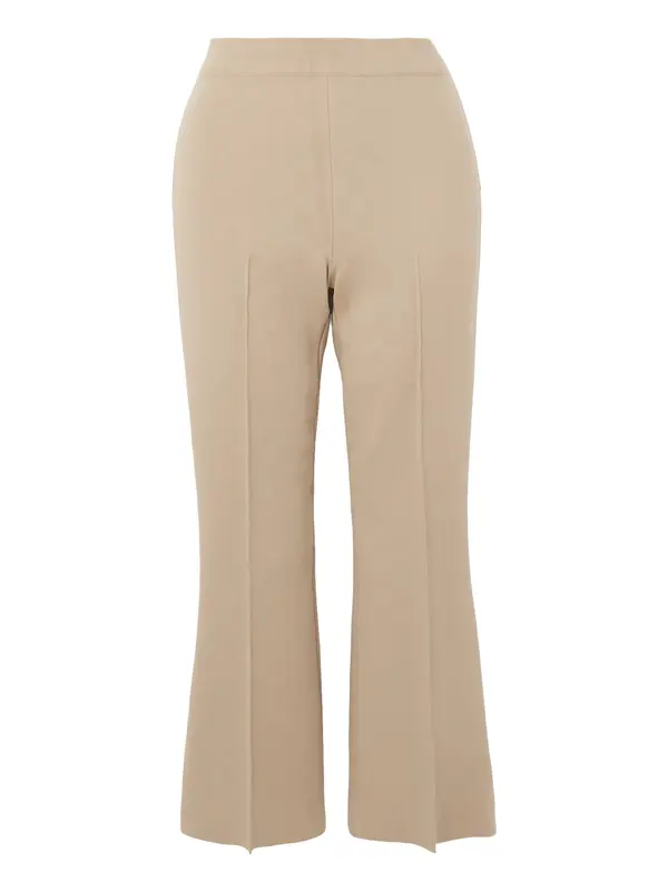 HIGH SPORT Cropped Stretch-cotton Flared Pants - Neutrals