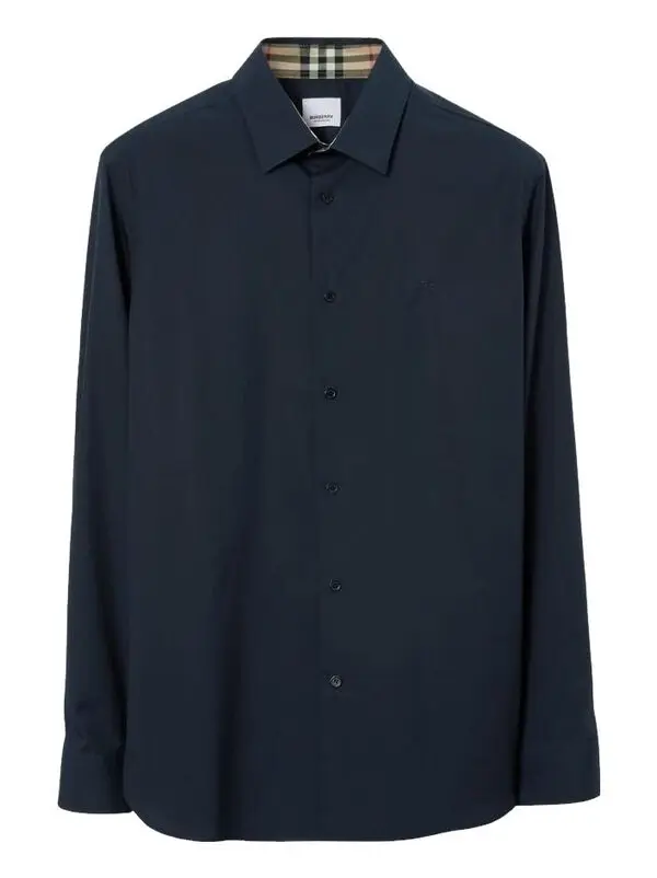 Burberry Slim Fit Stretch Cotton Shirt - Navy