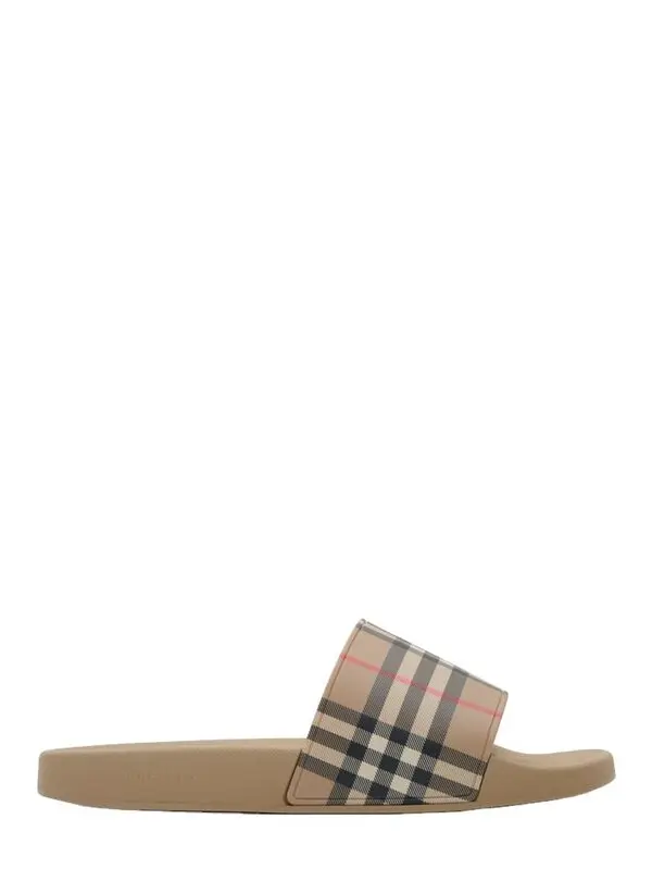Burberry Check Print Slides - Archive Beige