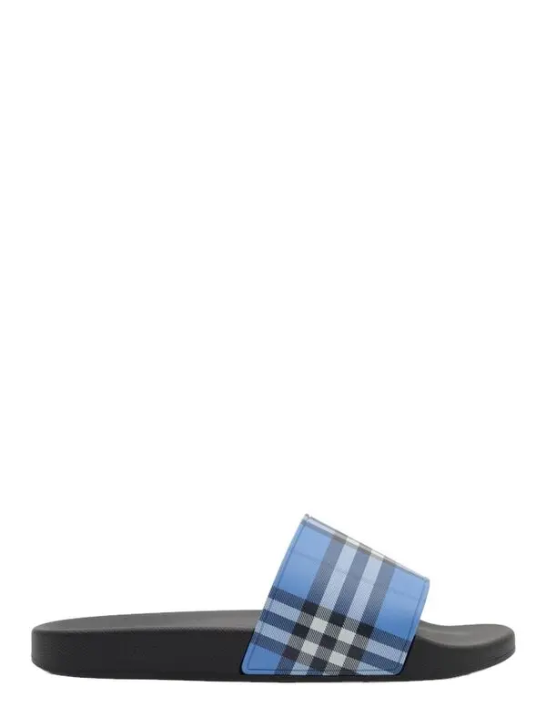 Burberry Check Slides - Cornflower Blue