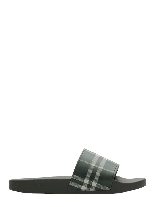 Burberry Check Printed Slides - Thicket Green