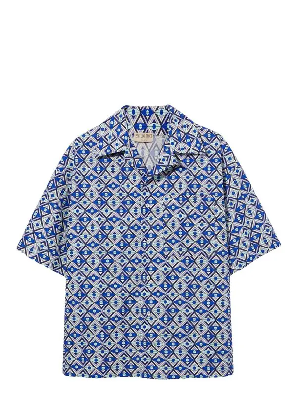 Emilio Pucci Geometric-print Short-sleeve Shirt - Blue