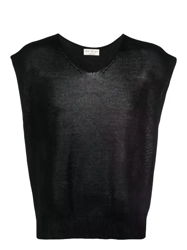 MA'RY'YA Scoop-neck Sleeveless Knitted Top - Black