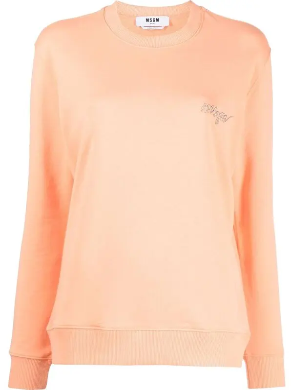 MSGM Logo-embroidery Cotton Sweatshirt - Orange