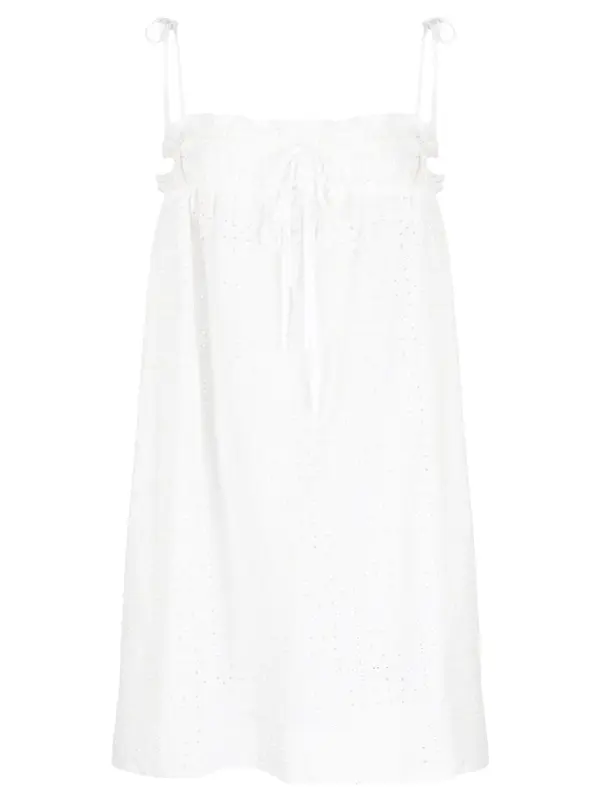 GANNI Broderie-anglaise Cotton Minidress - White