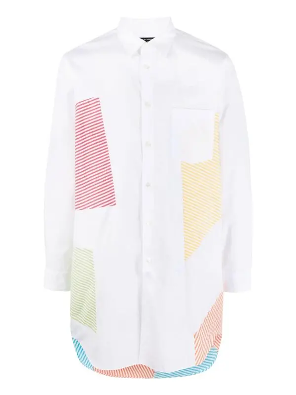 Comme Des Garçons Striped Panelled Cotton Shirt - White