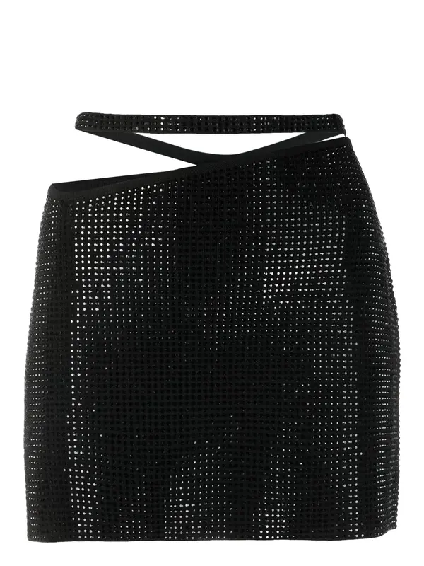 ANDREĀDAMO Rhinestone-embellished Miniskirt - Black