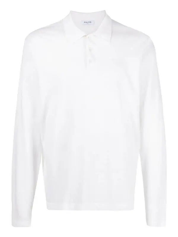 PALTO' Long-sleeved Cotton-linen Polo Shirt - White