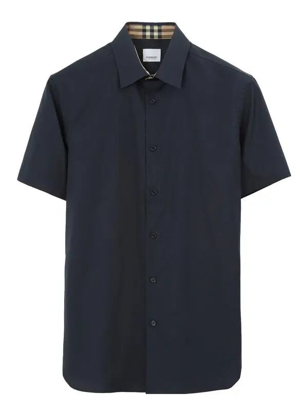 Burberry Logo-embroidered Cotton Shirt - Blue