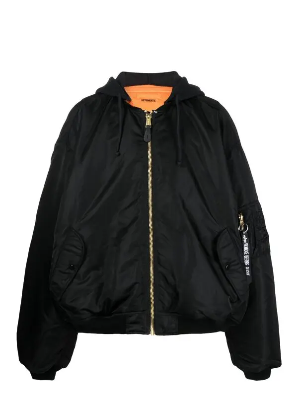 Vetements Hooded Bomber Jacket - Black