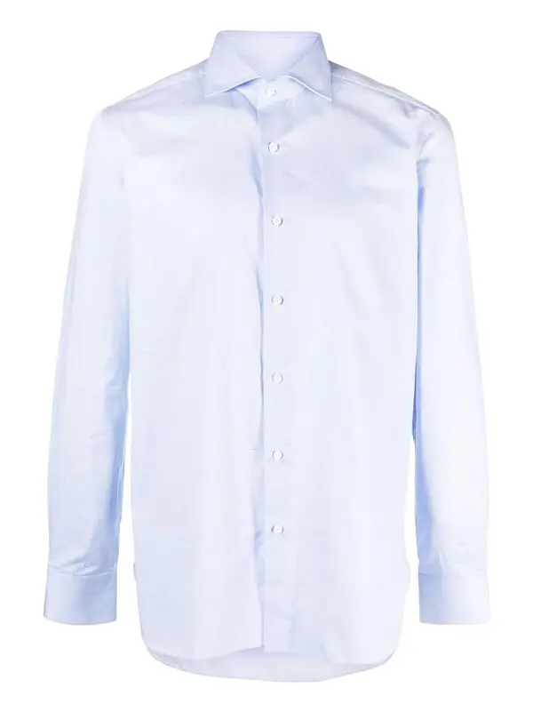 LUIGI BORRELLI Spread-collar Plain Shirt - Blue