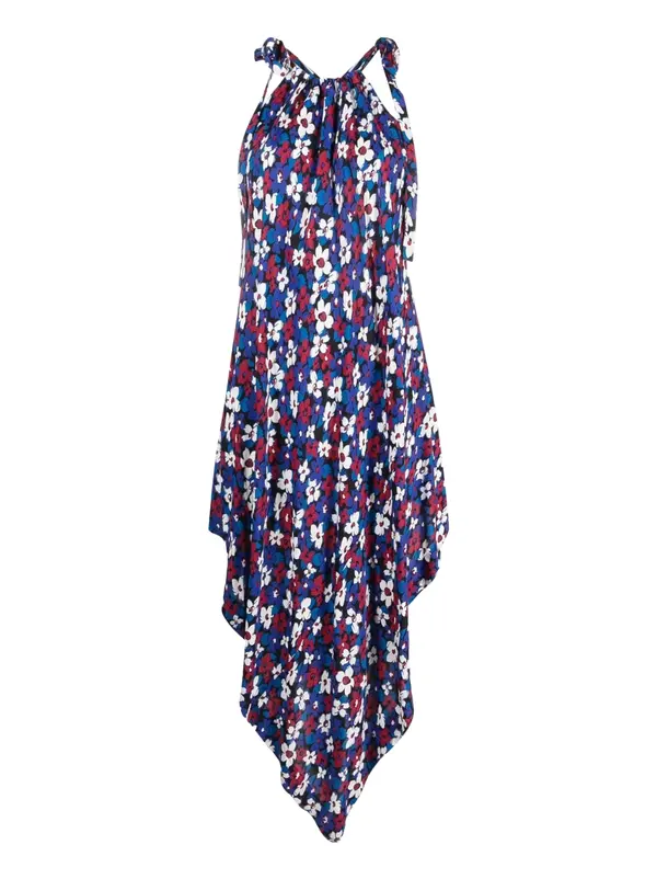 Colville Triad Floral-print Longline Top - Blue