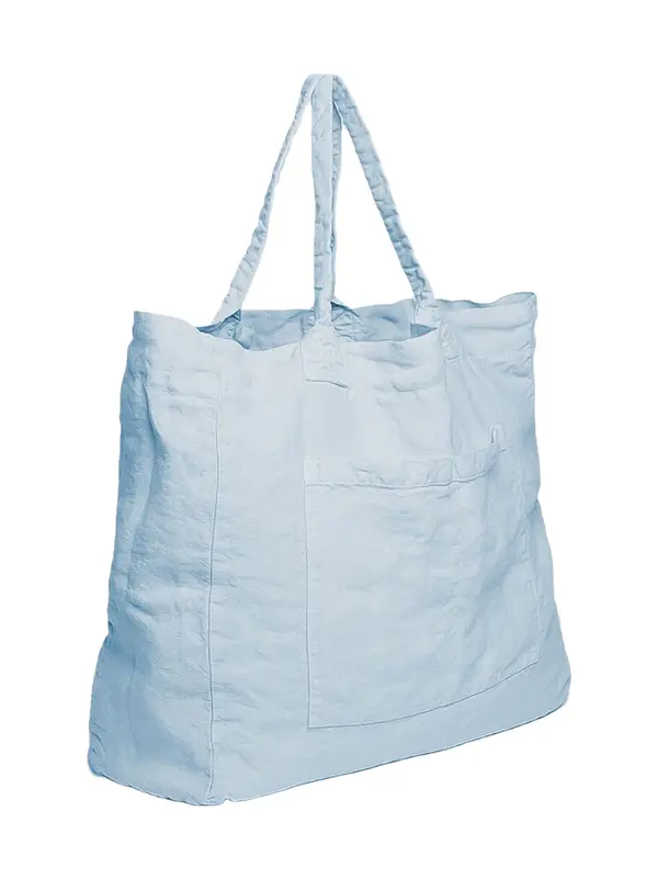 ONCE MILANO Linen Weekend Tote - Blue