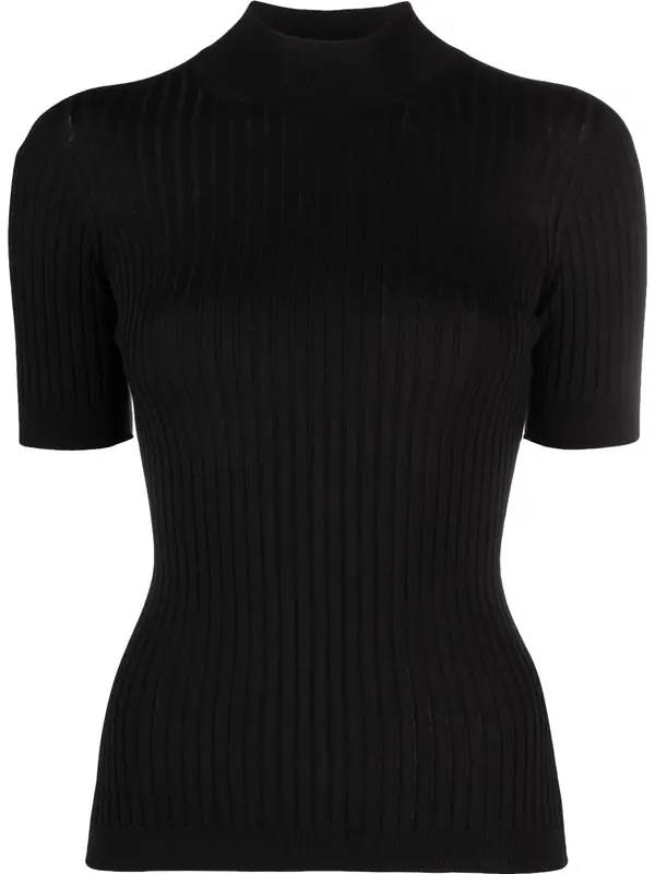 Versace Ribbed Knit Top - Black
