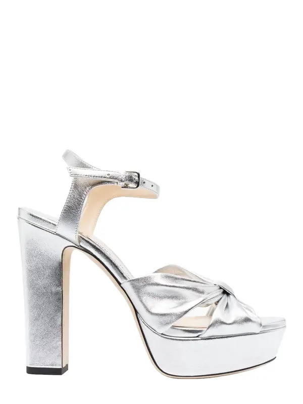 JIMMY CHOO 120mm Heloise Leather Sandals - Silver