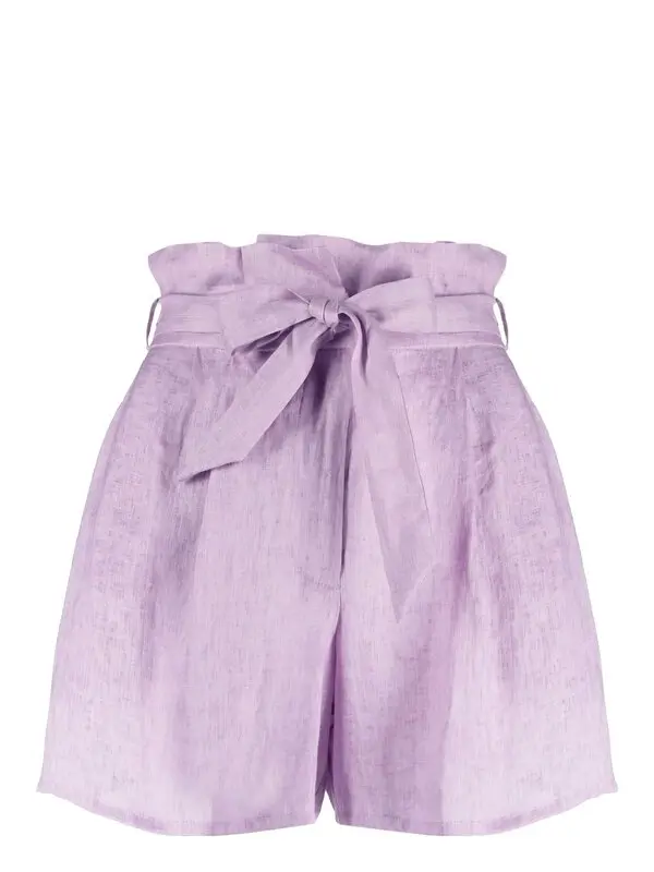 Emporio Armani Paperbag Linen Shorts - Purple