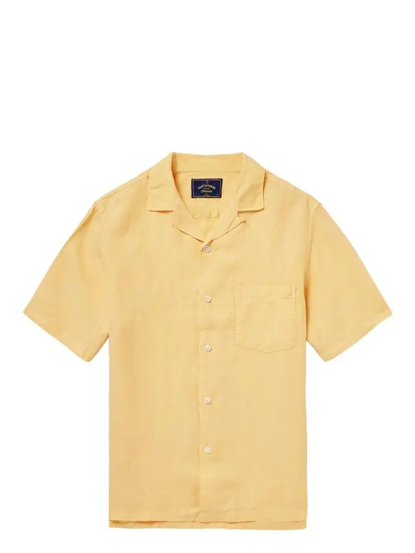 Portuguese Flannel Camp-collar Linen Shirt - Yellow