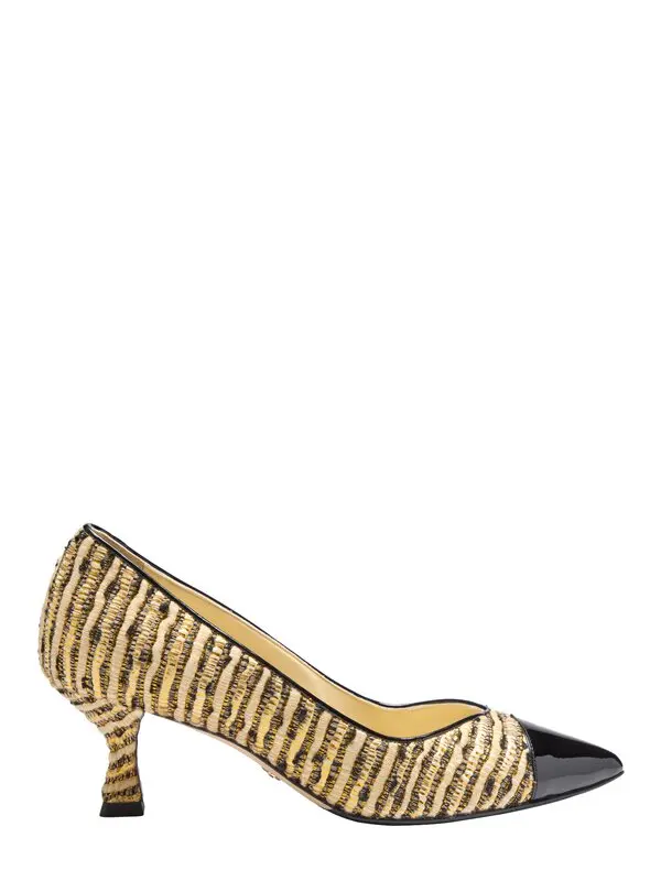 Sarah Flint Perfect Kitten Pump 50 - Black And Gold Boucle