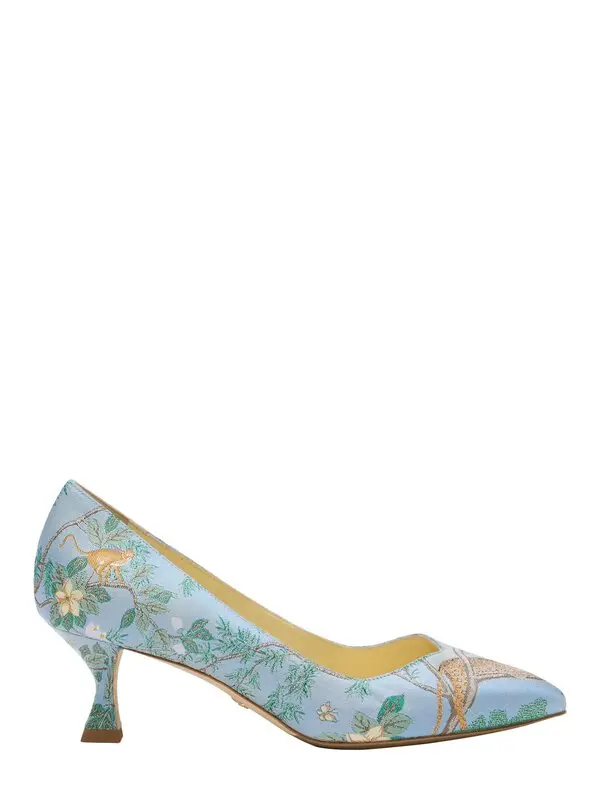 Sarah Flint Perfect Kitten Pump 50 - Blue Tropics Jacquard