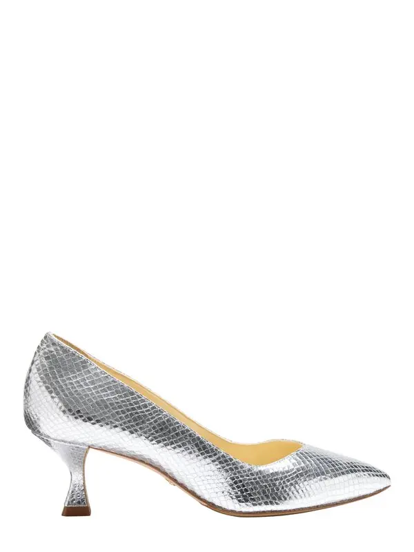 Sarah Flint Perfect Kitten Pump 50 - Silver Embossed Snake