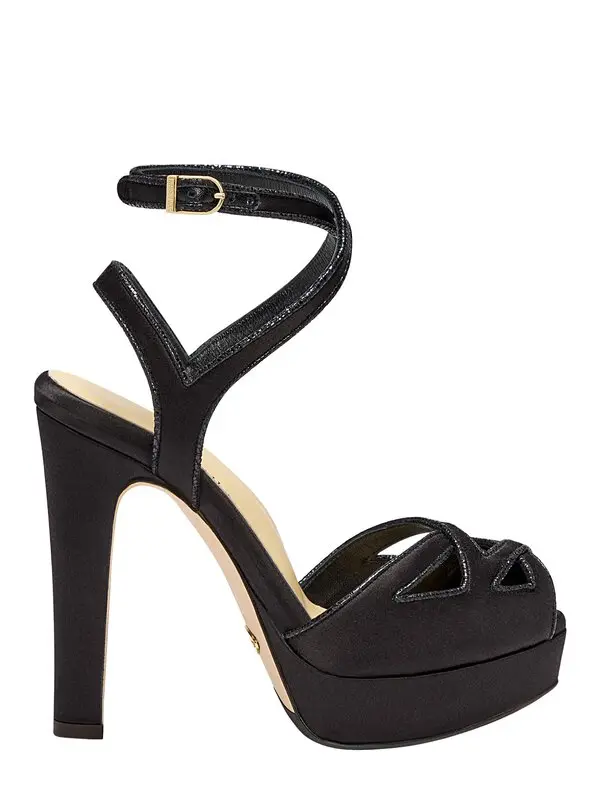 Sarah Flint Perfect Mihaela 120 Platform Heel - Black Satin & Crackle
