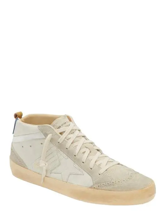 Golden Goose Mid Star Sneaker - Optic White/ivory/ocean Blue