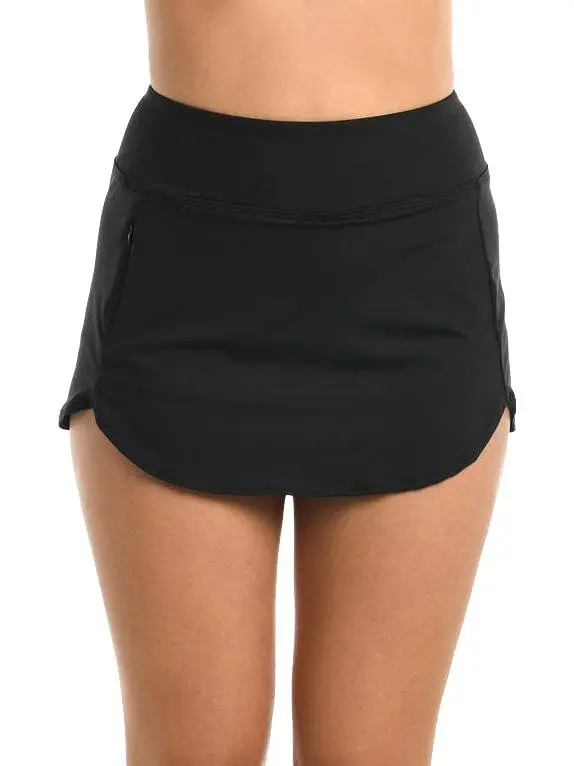 La Blanca Island Goddess Sport Skirted Bikini Bottoms - Black