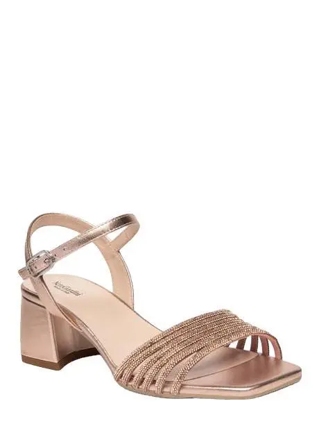 NEROGIARDINI Embellished Ankle Strap Sandal - Rose Gold