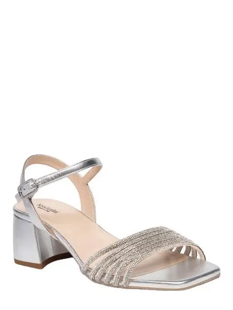 NEROGIARDINI Embellished Ankle Strap Sandal - Silver