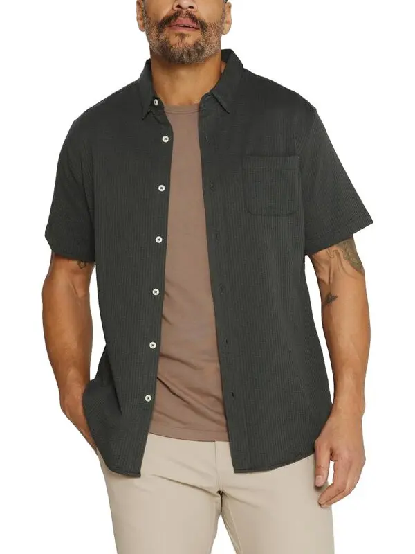 7 Diamonds Bennet Stripe Seersucker Short Sleeve Button-up Shirt - Basil
