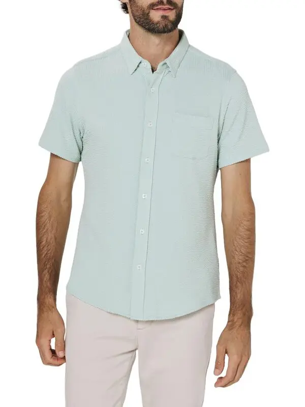 7 Diamonds Bennet Stripe Seersucker Short Sleeve Button-up Shirt - Mint
