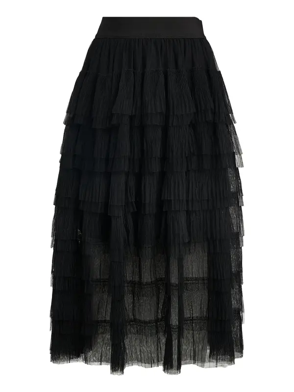 Maje Semi-sheer Midi Skirt - Black