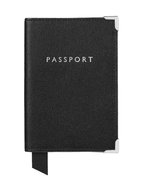 ASPINAL OF LONDON Saffiano Leather Passport Cover - Black
