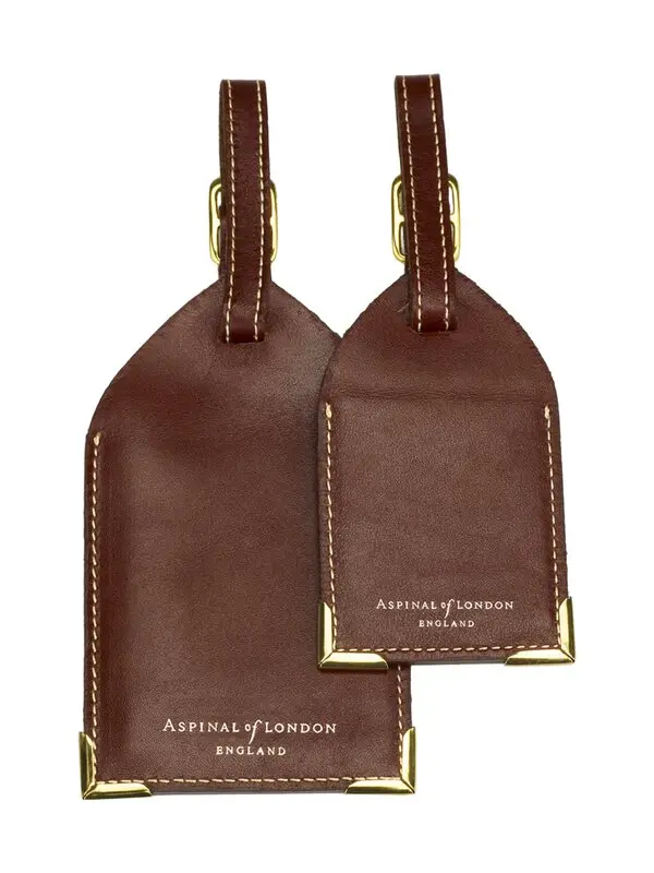 ASPINAL OF LONDON Leather Luggage Tags - Brown