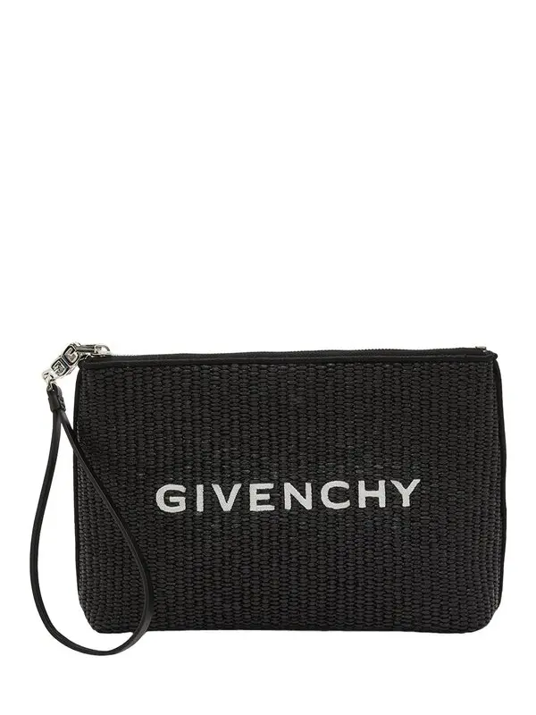 Givenchy Raffia Travel Pouch With Wristlet - Black