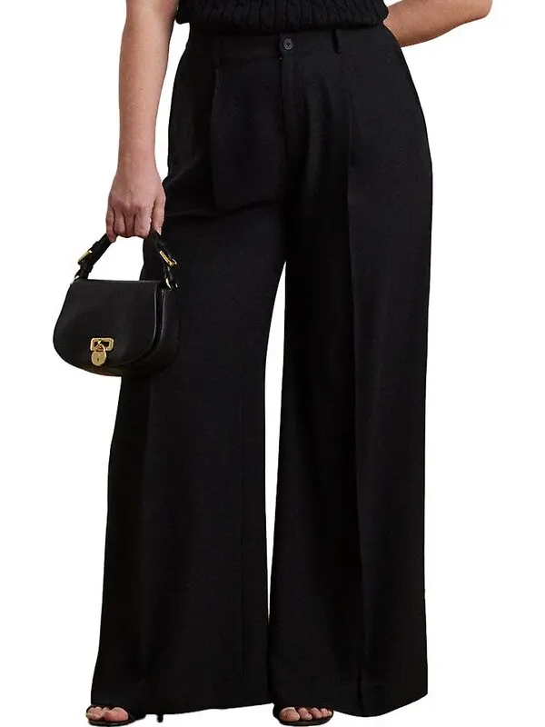 Ralph Lauren Double-faced Georgette Wide-leg Pant - Black