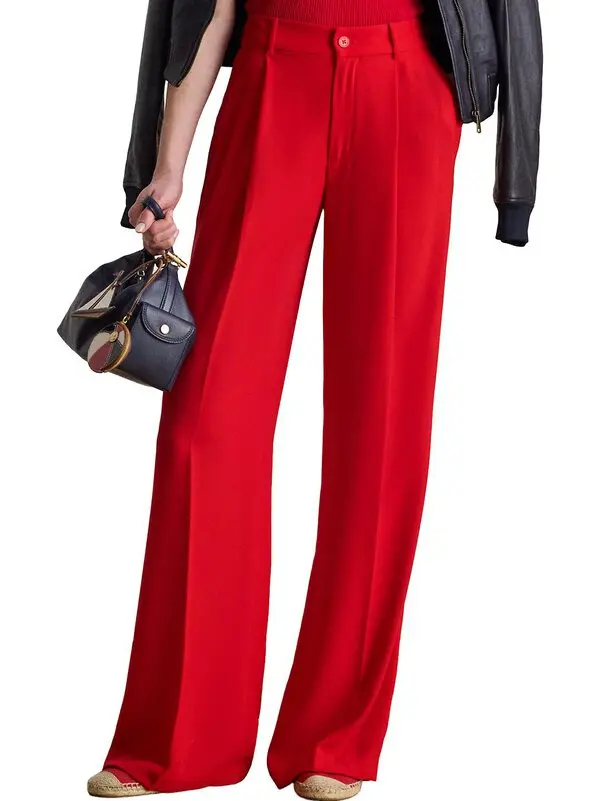 Ralph Lauren Double-faced Georgette Wide-leg Pant - Cruise Red