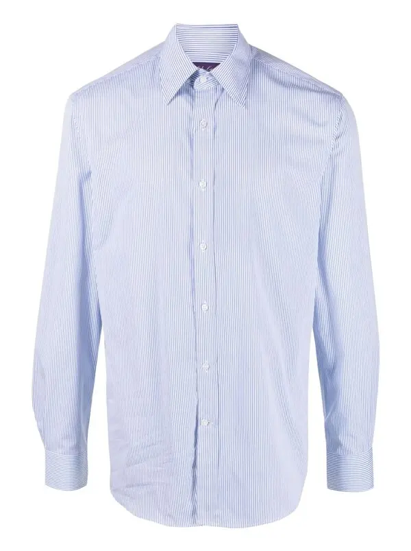 Ralph Lauren Purple Label Striped Cotton Shirt - Blue