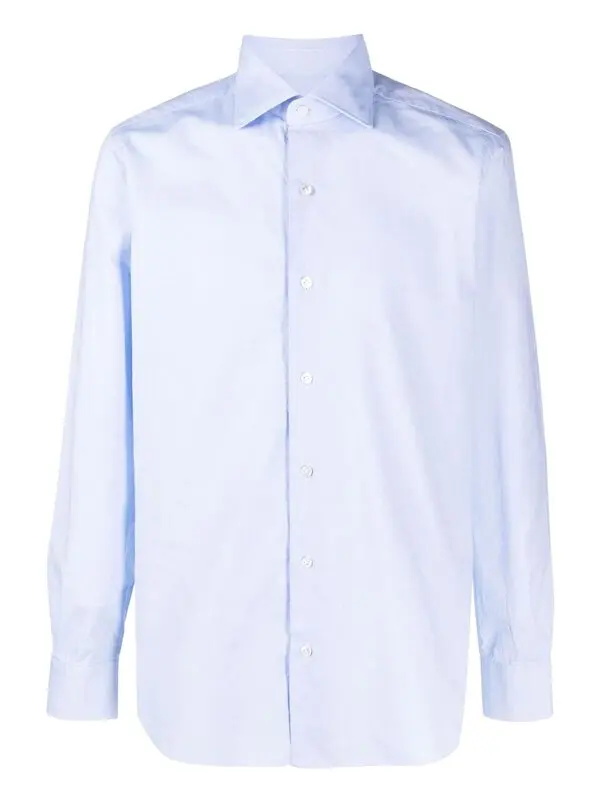 BARBA NAPOLI Spread-collar Cotton Shirt - Blue