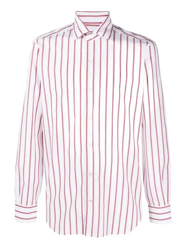 BARBA NAPOLI Stripe-print Cotton Shirt - Red
