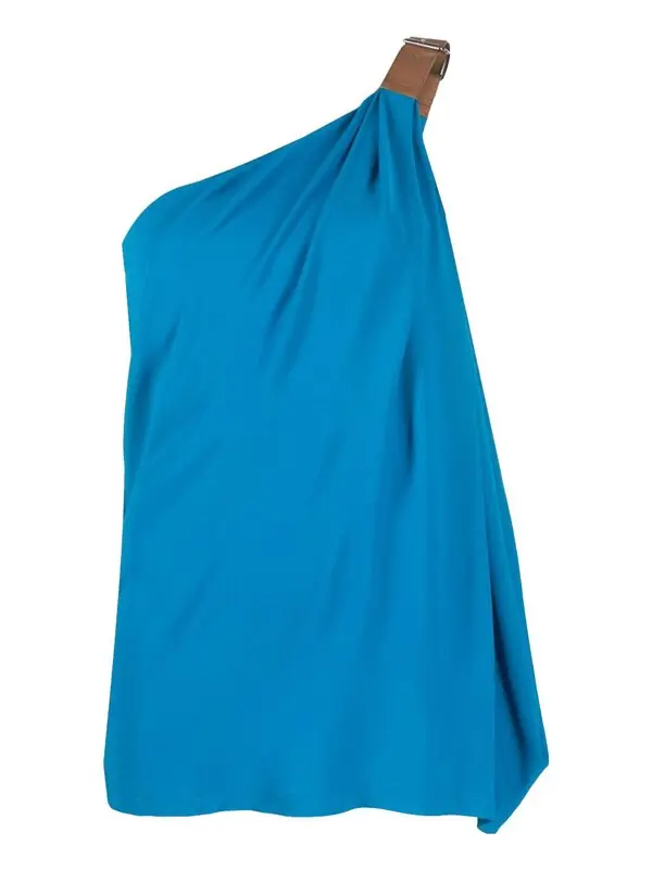 Alberta Ferretti One-shoulder Top With Buckle Detail - Blue