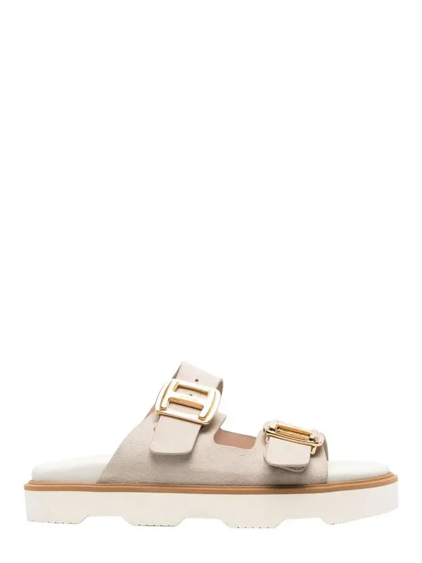 Hogan Flatform Buckled Sandals - Neutrals