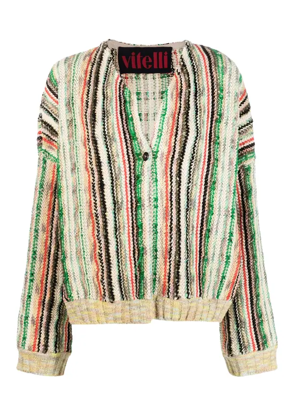 VITELLI Striped Knit Cardigan - Red