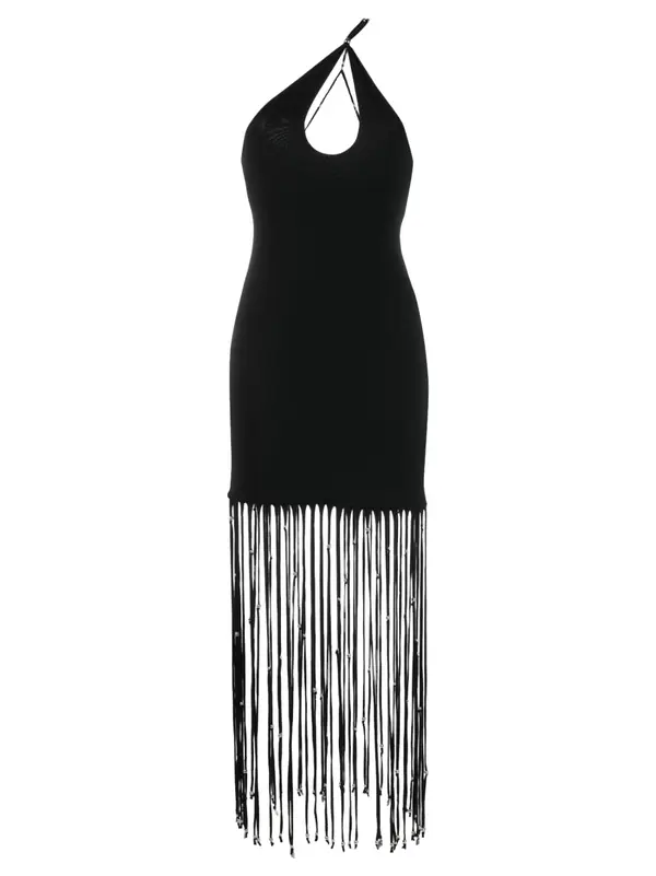 Remain Birger Christensen Fringe Detail Cut-out Dress - Black