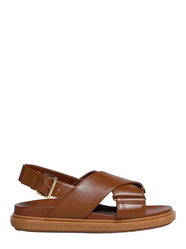 Marni Fussbet Leather Sandals - Brown
