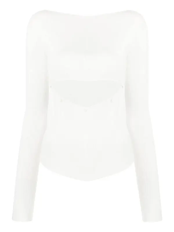LOW CLASSIC Cut-out Detail Long-sleeve Top - White