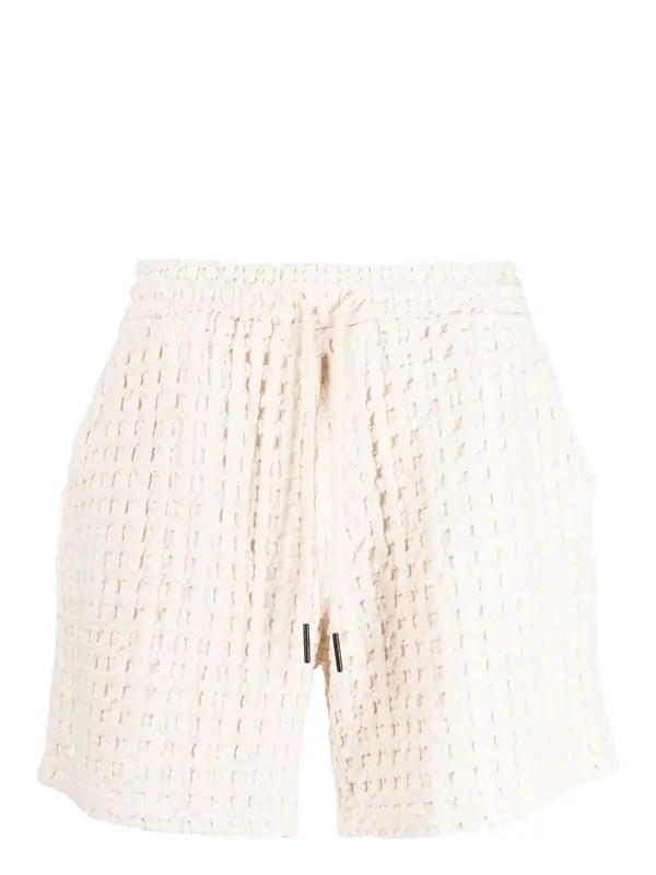 OAS Company Waffle-knit Cotton Shorts - Neutrals